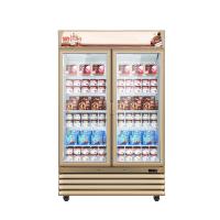 China Double Tempered Glass Door Display Cooler Showcase Upright Freezer for sale