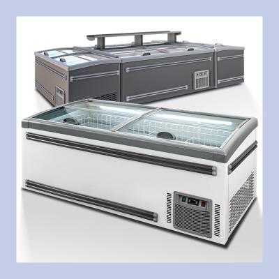 China Commercial Supermarket Sliding Door Combination Island Freezer For Frozen Foods for sale