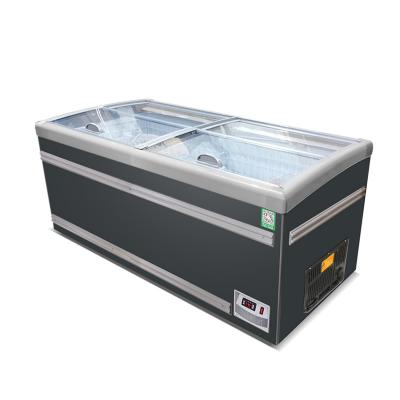 China Supermarket Sliding Glass Door Top Island Freezer Deep Freezer for sale