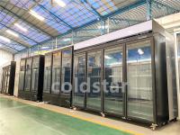 China Commercial Vertical Meat Freezing Display Case 4 Glass Doors Freezer for sale