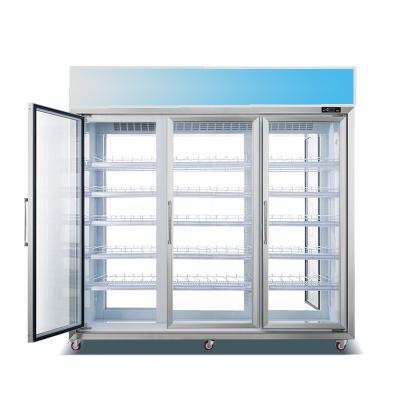 China Front And Rear Open Beverage Cooler Upright Cooler Convenience Store Cold Drink Refrigerator And Freezer for sale