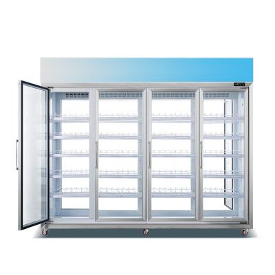 China Supermarket Vertical Glass Door Multideck Refrigerated Chiller Showcase for sale