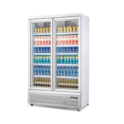 China Supermarket Vertical Fan Cooling Glass Door Display Refrigerator for sale