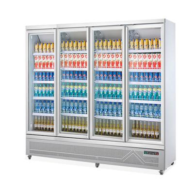 China Commercial Glass Door Vertical Refrigerated Display Case For Displaying Cold Drinks Milk for sale
