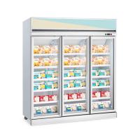 China -22C Vertical Glass Door Freezer Commercial Meat Seafood Frozen Display Freezer for sale