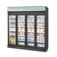China 1500L Commercial 4 Glass Doors Beverage Showcase Cooler Upright Display Freezer for sale