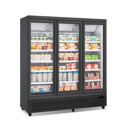 China Triple Glass Door Vertical Freezer With Auto Defrost System Upright Ice Cream Freezer for sale