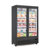 China -22C Commercial upright dynamic cooling double 2 glass door freezer showcase ice cream display freezer for sale