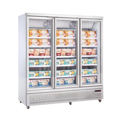 China 220V Glass Door 1000 Liter Upright Freezer Refrigerator Display Case With Donper Compressor for sale