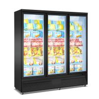 China Supermarket Vertical Ice Cream Refrigerated Display Freezer Glass Door Showcase for sale