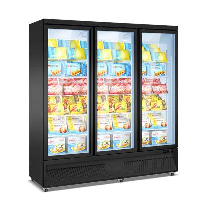 China Supermarket Vertical Ice Cream Refrigerated Display Freezer Glass Door Showcase for sale