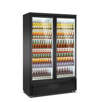 China Upright 2 Glass Doors Refrigerator Display Case Upright Beverage Cooler for sale