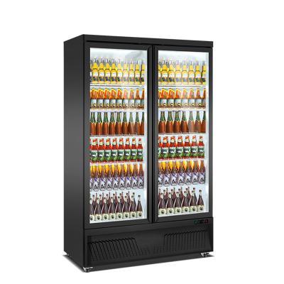 China Upright 2 Glass Doors Refrigerator Display Case Upright Beverage Cooler for sale