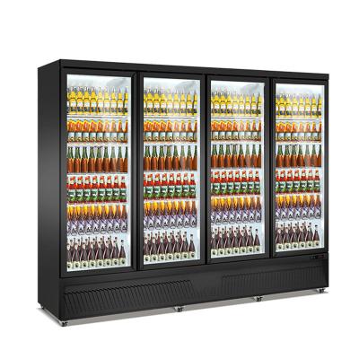 China Upright 4 Glass Doors Display Fridge Supermarket Refrigerated Showcase for sale