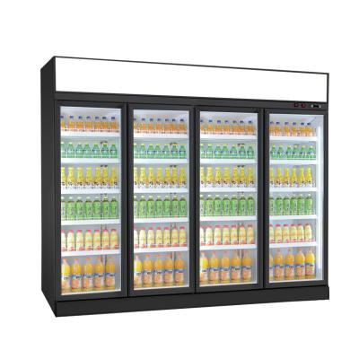 China Fan Cooling Chiller Soft Drink Showcase Supermarket Glass Door Refrigerator Display Case for sale