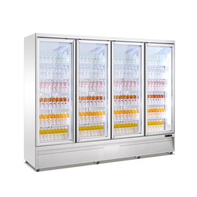 China Commercial Upright 4 Glass Door Beverage Display Refrigerator For Drinks for sale