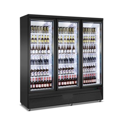 China Commercial Supermarket Chiller Glass Door Upright Display Refrigerator And Freezer for sale