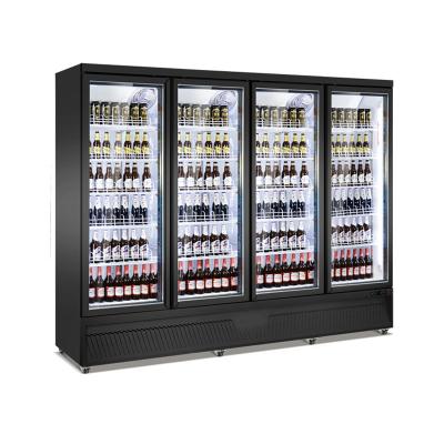 China Supermarket Glass Door No Frost Showcase Vertical Display Refrigerator Chiller for sale