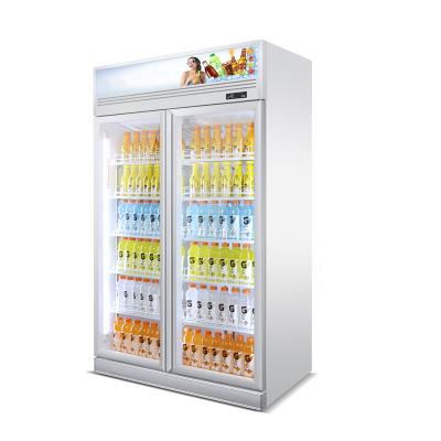 China Upright Supermarket Refrigerated Showcase Glass Door Beer Beverage Cooler Refrigerator Chiller for sale