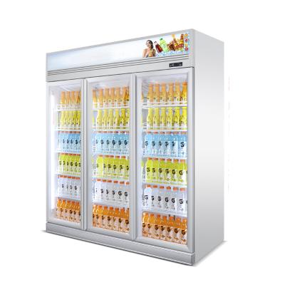 China 1000L Supermarket Upright Commercial Chiller For Cold Drink Display Refrigerator for sale