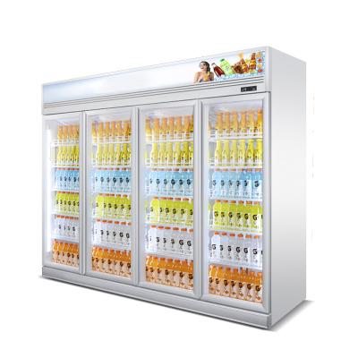 China Commercial 4 Glass Door Vertical Cooler Refrigerator Showcase for sale