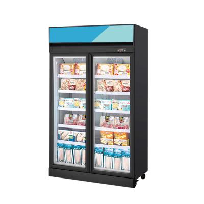 China Commercial 1000L Upright Refrigerated Beverage Showcase Glass Door Chiller for sale