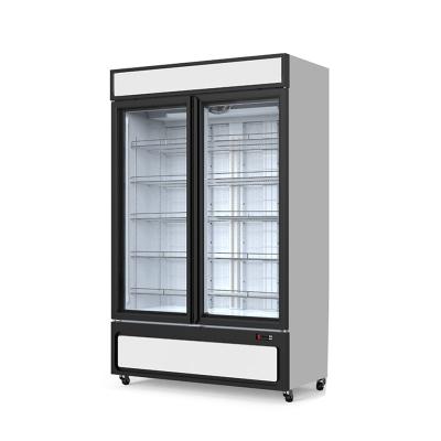 China 1000L Glass Door Chiller Vertical Display Freezer For Supermarket for sale