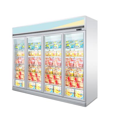 China Commercial Vertical Meat Freezing Display Case 4 Glass Doors Freezer for sale