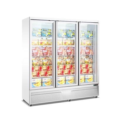 China Commercial 3 Doors Vertical Display Freezer Supermarket Refrigerated Showcase for sale