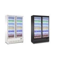 China Beer Vertical Glass Showcase Double Door Beverage Refrigerator Chiller for sale