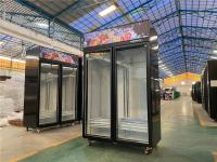 China Commercial Refrigerator Double Glass Door Display Freezer With AD Board for sale