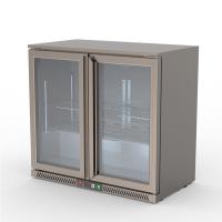 China 2 Doors Black Back Bar Cooler Under Counter Bottle Fridge for sale
