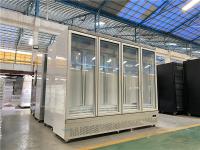 China Commercial Swing Glass Door Freezer Frozen Food Upright Display Showcase for sale