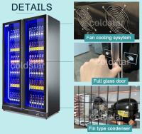 China Commercial Double Glass Door Beer Fridge Supermarket Grocery Energy Drink Bottle Display Cooler for sale