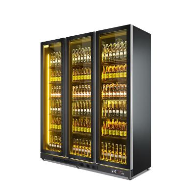 China Commercial Bar 3 Glass Doors Upright Display Fridge for sale