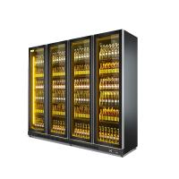 China Drinks Beer Auto Defrost 4 Doors Cooler Commercial Display Fridge With 4 Wheels for sale