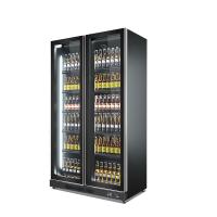 China Commercial Double Glass Door Beer Fridge Supermarket Grocery Energy Drink Bottle Display Cooler for sale