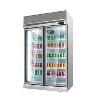 China Refrigerator Promotional Double Door Fridge With Glass Door Commercial Beverage Freezer Display Fridge for sale