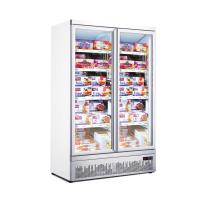 China Double Glass Door Freezer Commercial Stand Up Freezer Built - In Secop Compressor for sale