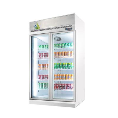 China Commercial Beer Soda Soft Drinks And Cold Beverage Upright Display Coolers With 2 Glass Front Door for sale