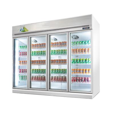 China Commercial 4 Glass Doors Beverage Display Fridge With Digital Temperature Controller for sale