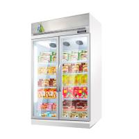 China Commercial Refrigerator Double Glass Door Display Freezer With AD Board for sale