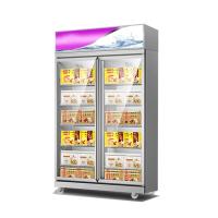 China 1000L Glass Door Display Showcase Upright Freezer With Fan Cooling System for sale