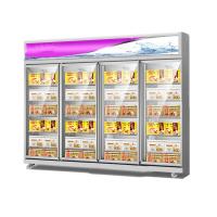 China Supermarket Frozen Food 4 Glass Door Industrial Upright Freezer Showcase for sale
