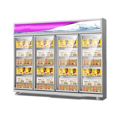 China Supermarket Frozen Food 4 Glass Door Industrial Upright Freezer Showcase for sale
