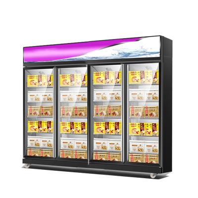 China Double Doors Frozen Food Ice Cream Refrigerated Showcase Vertical Freezer for sale