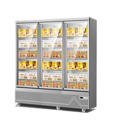 China Fan Cooling 3 Doors Display Freezer For Ice Cream And Frozen Food for sale