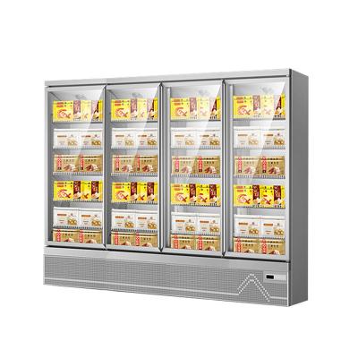 China Commercial Swing Glass Door Freezer Frozen Food Upright Display Showcase for sale