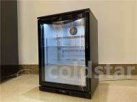 China Single Door Hinged Commercial Bar Fridge Black Beer Display Chiller for sale