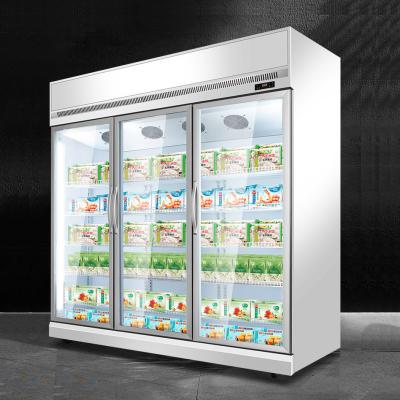 China -22 Degrees Fan Cooling Upright Triple Glass Door Ice Cream Display Freezer for sale